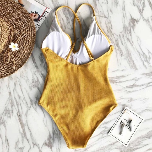 Swim | Yellow Mustard One Piece Bathing Suit Swimsuit | Poshmark